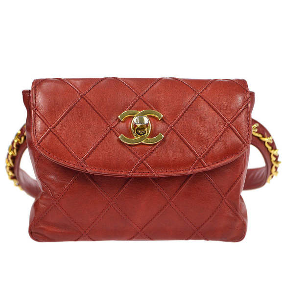 CHANEL | Bags | Chanel 98s Cosmoline Belt Bag Red Lambskin 75 Jt08675d ...